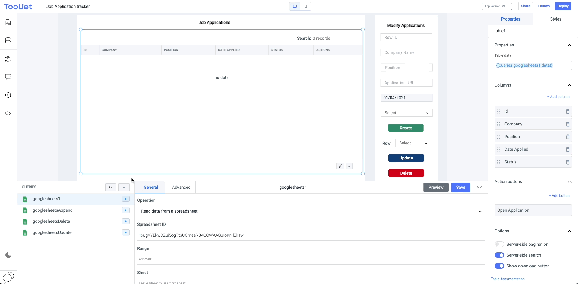 Build a Job Application Tracker in 10 minutes Using ToolJet's Low Code ...